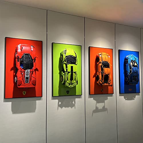 iLuane Display Wallboard for LEGO 42083 Bugatti Chiron Bundle With LEGO 42115 Lamborghini Sián FKP 37 Bundle With LEGO 42056 Porsche 911 GT3 RS Bundle With Lego 42143 Ferrari Daytona SP3 (Only Display