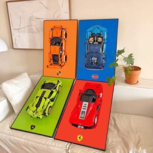 iLuane Display Wallboard for LEGO 42083 Bugatti Chiron Bundle With LEGO 42115 Lamborghini Sián FKP 37 Bundle With LEGO 42056 Porsche 911 GT3 RS Bundle With Lego 42143 Ferrari Daytona SP3 (Only Display