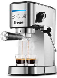 ilavie espresso machines with steamer, 20 bar pump espresso and cappuccino latte maker, espresso machine easy to use for home barista, stainless steel, 1350w