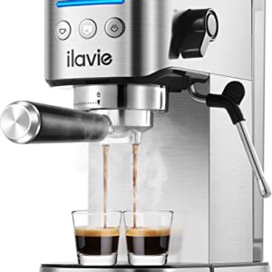 ILAVIE Espresso Machines with Steamer, 20 Bar Pump Espresso and Cappuccino latte Maker, Espresso Machine Easy to Use for Home Barista, Stainless Steel, 1350W