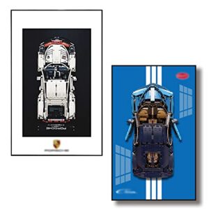 iluane display wallboard for lego 42083 bugatti chiron bundle with lego porsche 911 rsr 42096, collectibles display wallboard for building blocks (only display wallboard)