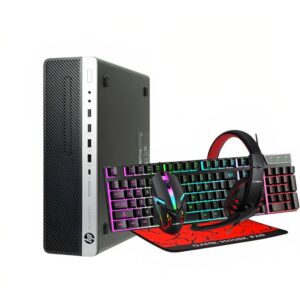 hp sff gaming desktop, intel core i7 8th gen, 16 gb, 512gb ssd, nvidia rx 580 8gb ddr5, ultronix keyboard, mouse, mousepad, headset windows 10 pro (renewed)