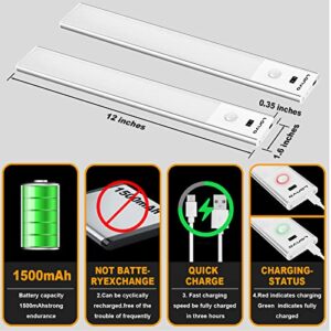 LANVA Under Cabinet Lights Motion Sensor Cabinet Lights Indoor 60 LED Closet Lights and 1500mAh Wireless Rechargeable Battery Operated Lights Under Counter Lights for Kitchen,Cabinet,Hallway