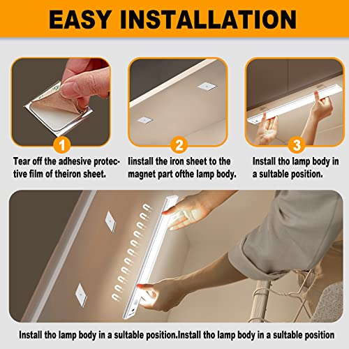 LANVA Under Cabinet Lights Motion Sensor Cabinet Lights Indoor 60 LED Closet Lights and 1500mAh Wireless Rechargeable Battery Operated Lights Under Counter Lights for Kitchen,Cabinet,Hallway