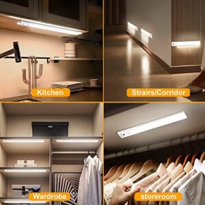 LANVA Under Cabinet Lights Motion Sensor Cabinet Lights Indoor 60 LED Closet Lights and 1500mAh Wireless Rechargeable Battery Operated Lights Under Counter Lights for Kitchen,Cabinet,Hallway