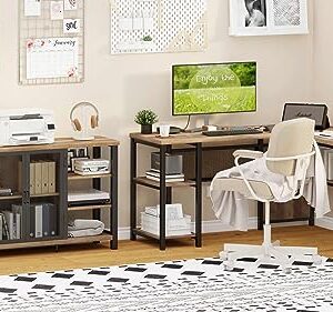 FATORRI L Shaped Computer Desk and Storage Cabinet for Home Office (Rustic Oak)