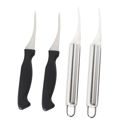 BESTonZON 4pcs Shrimp Thread Cutter Stainless Steel Scissors Household Cleaner Crab Tools Seafood Tools Shrimp Cleaning Tool Lobster Fork Picks Shrimp Line Cleaning Cutter Shrimp Line Peeler