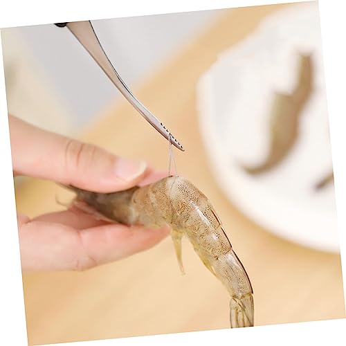 BESTonZON 4pcs Shrimp Thread Cutter Stainless Steel Scissors Household Cleaner Crab Tools Seafood Tools Shrimp Cleaning Tool Lobster Fork Picks Shrimp Line Cleaning Cutter Shrimp Line Peeler