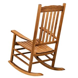 Patio Rocking Chair, Wooden Porch Rocker with High Back, 350Lbs Support Rocking Chairs for Both Outdoor and Indoor, Rocker Chair Patio Seating Chairs Rocking Chairs 62 x 86 x 117cm(L x W x H)