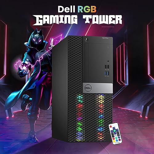 Dell RGB Gaming Tower Computer - Intel Core i7 6th Gen, NVIDIA GTX 1050 Ti 4GB GDDR5, 16GB DDR4 Ram, 128GB SSD + 2TB HDD, Prebuilt Gaming Desktop PC with Built-in WiFi, Win 10 Pro (Renewed)