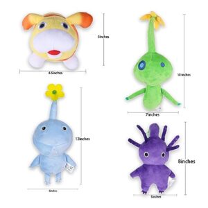 Pikmin Plush,10 inch Pikmin Plushie Toys Stuffed Animal Plushie Doll Toys Soft Stuffed Figure Doll Collectible Gifts for Kids Fans Aldults Birthday (4pcs)