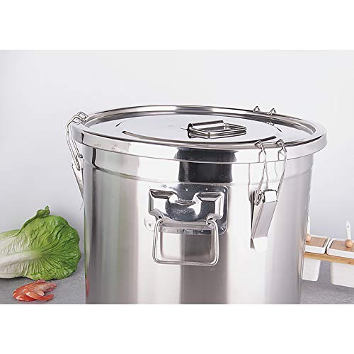 Stainless Steel Airtight Canister for Kitchen, Rice Cereal Grain Canisters Container for Household Kitchen Food Bean Flour Oil Sugar Milk Cookie Storager Bucket w/Handles+Lid (12L)