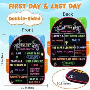 2 Pcs First Day of School Board, 12 x 10 Inch Double Sided First Day of School Sign for Preschool Kindergarten K12, Reusable Back to School Sign Chalkboard Photo Prop Supplies for Kids Girls Boys