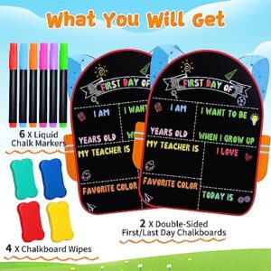 2 Pcs First Day of School Board, 12 x 10 Inch Double Sided First Day of School Sign for Preschool Kindergarten K12, Reusable Back to School Sign Chalkboard Photo Prop Supplies for Kids Girls Boys