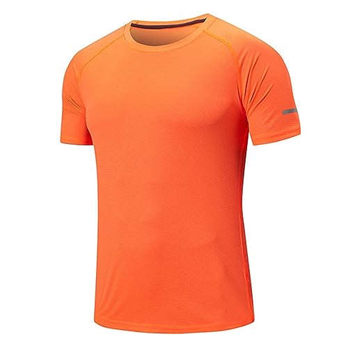 inhzoy Kids Boy Sports T-Shirt Running Training Workout Shirts Quick Dry Breathable Short Sleeve Tops Gym Activewear Orange A 7-8 Years