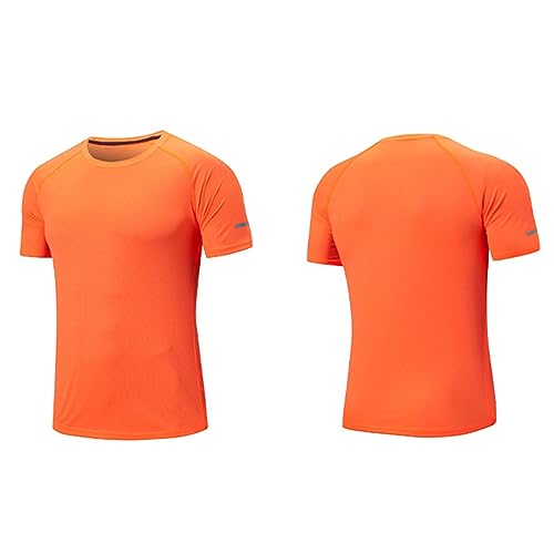 inhzoy Kids Boy Sports T-Shirt Running Training Workout Shirts Quick Dry Breathable Short Sleeve Tops Gym Activewear Orange A 7-8 Years