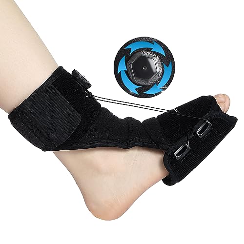 Plantar Fasciitis Relief Night Splint - Upgrade Achilles Tendonitis Brace with Rotating Knob Iron Wire Elastic Dorsal Night Splint, for Women & Men Plantar Fasciitis Relief Foot Drop Heel Arch Pain