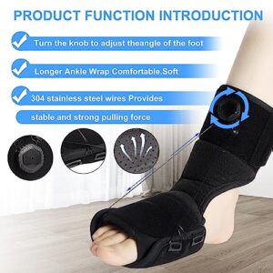 Plantar Fasciitis Relief Night Splint - Upgrade Achilles Tendonitis Brace with Rotating Knob Iron Wire Elastic Dorsal Night Splint, for Women & Men Plantar Fasciitis Relief Foot Drop Heel Arch Pain