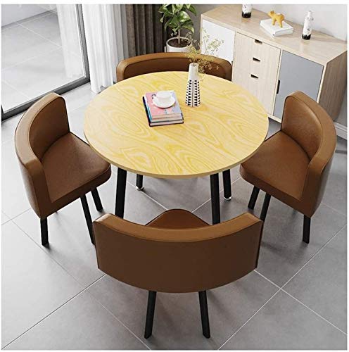 IWQHQXR Office Conference Table, Desk and Chair Combination Dining Table and Chair Set of 4 Modern Minimalist Living Room Kitchen Display Wooden Round Table (Color : Round Table Brown)