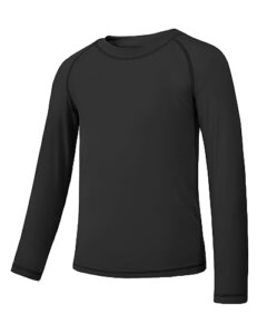 jocmic boy rash guard shirts boys swim shirts upf 50+ sun protection long sleeve quick dry shirts black 8-9y