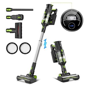 devoactech cordless vacuum cleaner, super powerful suction 33kpa stick vacuum 8 in 1, 265w brushless motor, up to 45mins runtime, led display handheld vacuum for hard floor carpet pet hair -m100