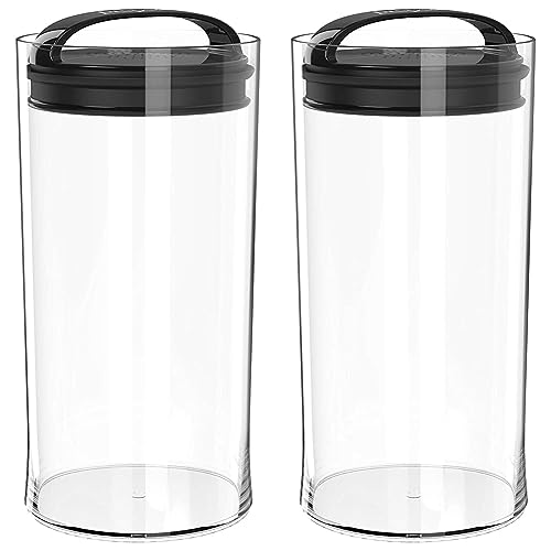 Prepara Evak Fresh Saver, 4 Quart Airless Canister with Black handle, Clear (Pack of 2)