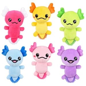 the system sellers six (6) mini axolotl plush stuffed animals (7")