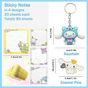 Cute School Supplies Set, Kawaii Stationery Set, Includes Pencils, Pen-Style Eraser, Sticky Note, Stickers, Lanyard with ID Badge, Back to School Gift