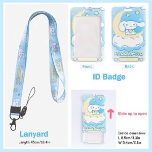 Cute School Supplies Set, Kawaii Stationery Set, Includes Pencils, Pen-Style Eraser, Sticky Note, Stickers, Lanyard with ID Badge, Back to School Gift