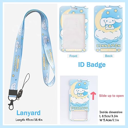 Cute School Supplies Set, Kawaii Stationery Set, Includes Pencils, Pen-Style Eraser, Sticky Note, Stickers, Lanyard with ID Badge, Back to School Gift