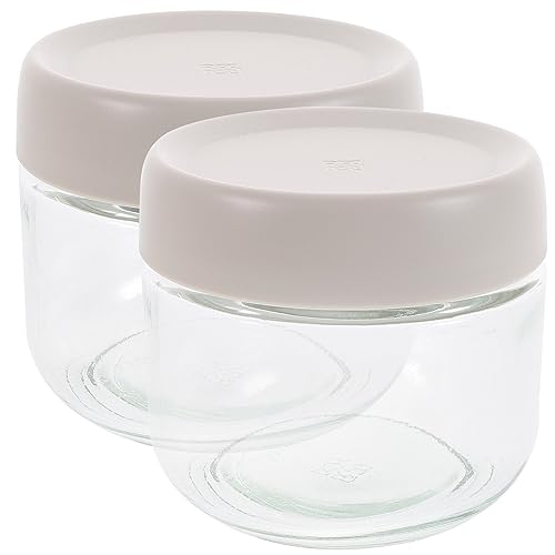 Terrarium 2pcs Small Clear Glass Storage Jars 280ml Lidded Cereal Canisters Airtight Coffee Bean Loose Leaf Tea Containers for Home Kitchen Food Containers