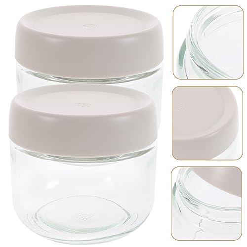 Terrarium 2pcs Small Clear Glass Storage Jars 280ml Lidded Cereal Canisters Airtight Coffee Bean Loose Leaf Tea Containers for Home Kitchen Food Containers