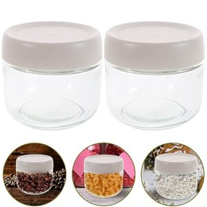 Terrarium 2pcs Small Clear Glass Storage Jars 280ml Lidded Cereal Canisters Airtight Coffee Bean Loose Leaf Tea Containers for Home Kitchen Food Containers