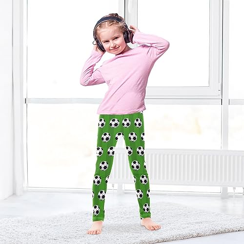 Soccer Ball Toddlers Girls' Leggings Soft Comfortable 7-8T Girls Athletic Leggings Moisture Wicking Girls Clothes for Daily Wear Walking Dance Yoga Gym Multi