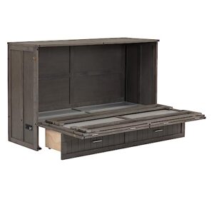 FEELLE Queen Size Murphy Bed with Built-in Charging Station, Multifunctional Bed Frame with Large Drawer, Fold Out Couch Bed, Antique Grey