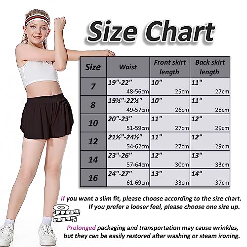 Flowy Shorts Girls Black Butterfly Tennis Skirts for Girls Teen Preppy Clothes Kids Activewear Cycling Shorts