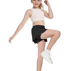 Flowy Shorts Girls Black Butterfly Tennis Skirts for Girls Teen Preppy Clothes Kids Activewear Cycling Shorts