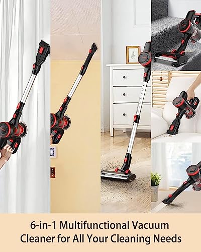 VACLAB Cordless Vacuum Cleaner, 25Kpa Lightweight Stick Vacuum with All-Terrain Brush Heads, 6-in-1 Multifunctional Stick & Handheld Vacuum, Rechargeable Wireless Vacuum for Hard Floor Carpet