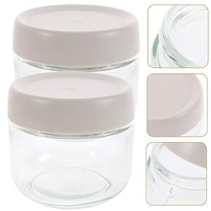 Cabilock 2PCS Glass Storage Jars Airtight Food Containers with Lids 280ml Small Clear Canisters for Pantry Kitchen Tea Coffee Sugar Snack Cereal