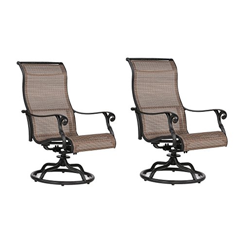 Patio Outdoor Sling Swivel Rocker with Aluminum Frame, All-Weather Furniture, Set of 2