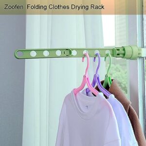 Zoofen 2-Pack Folding Clothes Drying Rack Plastic Portable Clothes Hanger Rack with 8 Holes for Travel/Hotel Apartment/Student Apartment(Green)