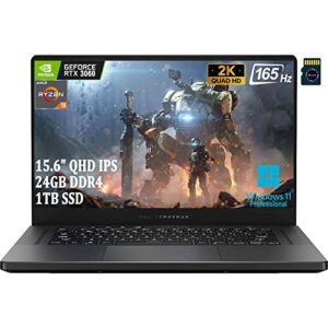 asus rog zephyrus g15 gaming laptop | 15.6" qhd 165hz ips (100% dci-p3) | amd 8-core ryzen 9 5900hs | 24gb ddr4 1tb ssd | geforce rtx 3060 6gb | backlit fingerprint win11 pro + 32gb microsd card