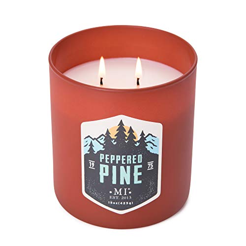 Manly Indulgence Peppered Pine Scented Jar Candle for Men, 2 Cotton Wick, All American Collection, Red, 15 oz - Up to 60 Hours Burn, Soy Blend Wax, USA Poured (Pack of 3)