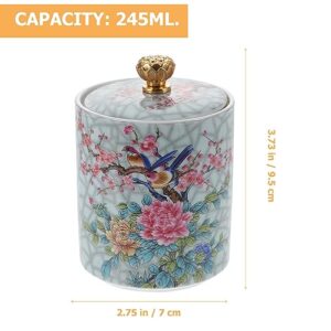 SHERCHPRY 1Pc Ceramic Food Storage Jar, Large Ceramic Tea Jar, Small Ceramic Tea Jar, Ceramic Sealed Storage Canister with Cover for Kitchen Tea, Coffee, Sugar (3.73X2.75X3.14in)