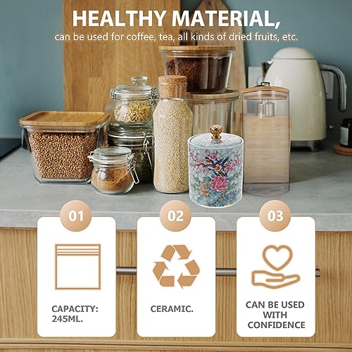 SHERCHPRY 1Pc Ceramic Food Storage Jar, Large Ceramic Tea Jar, Small Ceramic Tea Jar, Ceramic Sealed Storage Canister with Cover for Kitchen Tea, Coffee, Sugar (3.73X2.75X3.14in)