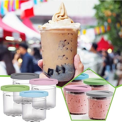 UNDR 2/4/6PCS Creami Pints, for Ninja Creami Pint Containers,16 OZ Creami Deluxe Pints Safe and Leak Proof Compatible with NC299AMZ,NC300s Series Ice Cream Makers,Pink+Blue-2PCS