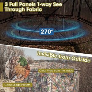 Tangkula Hunting Blind, 2-3 Person 270 Degree See Through Ground Blind with Silent Sliding Windows & Zippered Door, Portable Pop Up Deer Blind with Carrying Bag for Turkey & Deer Hunting