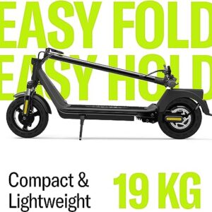 Lazy BOT X Electric Scooter 350W (500W Max) Motor, Best Battery up to 28 Mile Range, 18 MPH, Triple Pro-Disc Brakes, 10" Tires, Headlight, Front + Rear Suspension