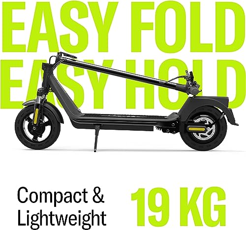 Lazy BOT X Electric Scooter 350W (500W Max) Motor, Best Battery up to 28 Mile Range, 18 MPH, Triple Pro-Disc Brakes, 10" Tires, Headlight, Front + Rear Suspension