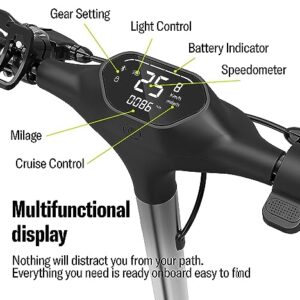 Lazy BOT X Electric Scooter 350W (500W Max) Motor, Best Battery up to 28 Mile Range, 18 MPH, Triple Pro-Disc Brakes, 10" Tires, Headlight, Front + Rear Suspension